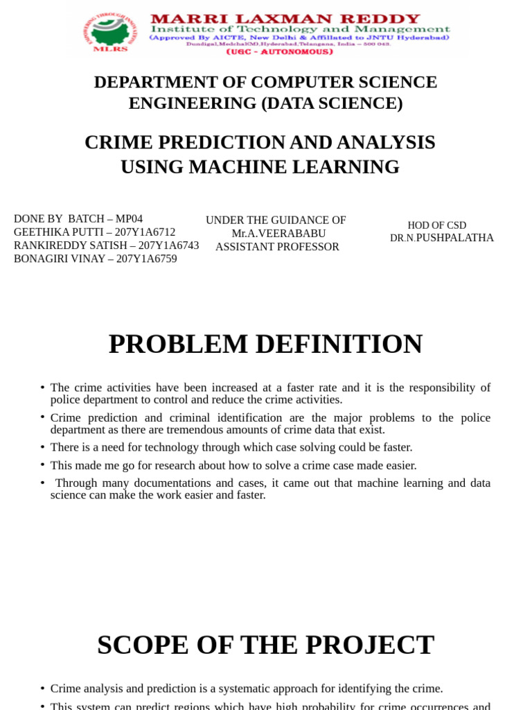 Crime Prediction Using Machine Learning | PDF | Machine Learning | Prediction