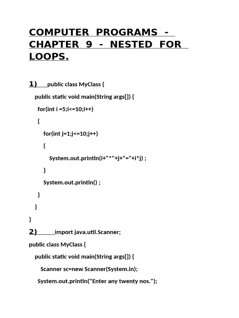 Computer Programs-Nested For Loops | PDF | Computer Science | Information Technology