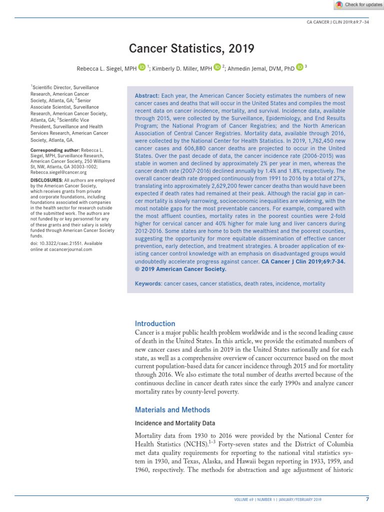 California Cancer Statistics 2019 | PDF | Urinary System | Cancer