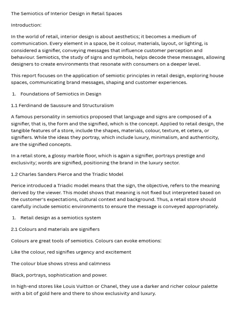 The Semiotics of Interior Design in Retail Spaces | PDF | Brand | Semiotics