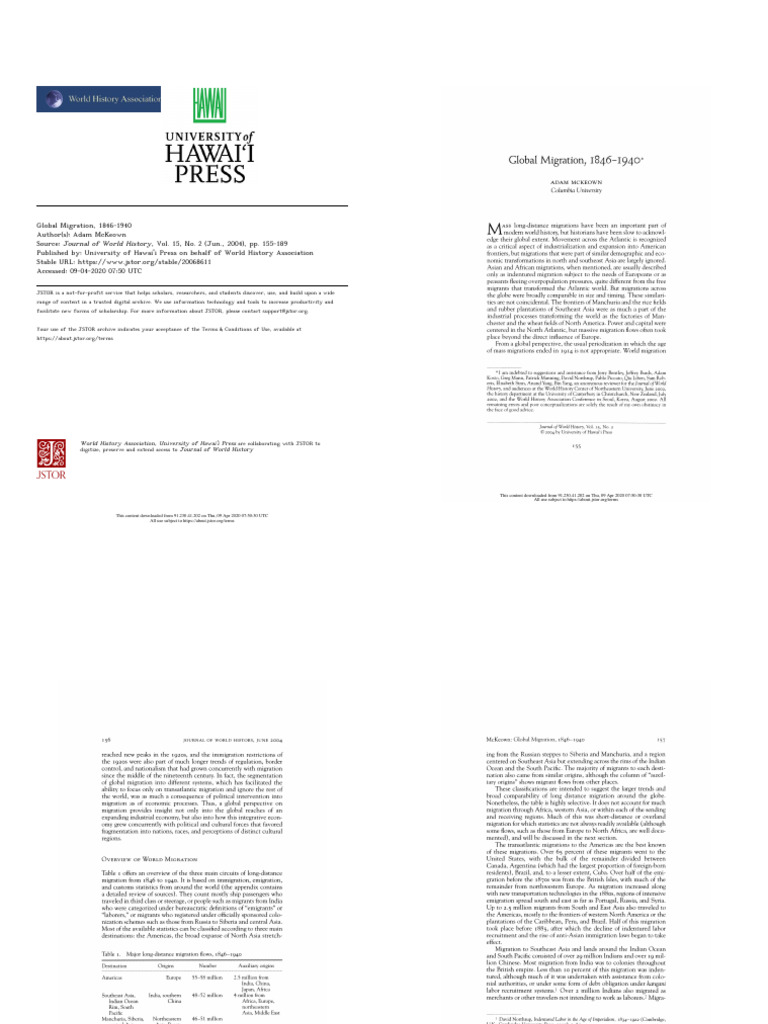 Global Migration 1846 To 1940 | PDF | Human Migration | Immigration