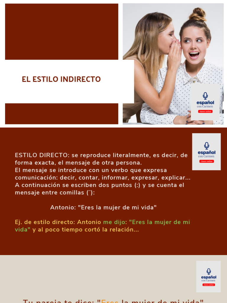 Uso del estilo indirecto en español | PDF | Lingüística | Mecánica del ...