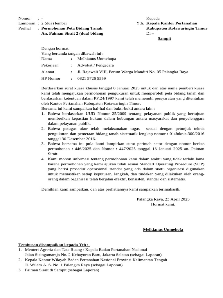 Permohonan Peta Bidang Tanah BPN | PDF