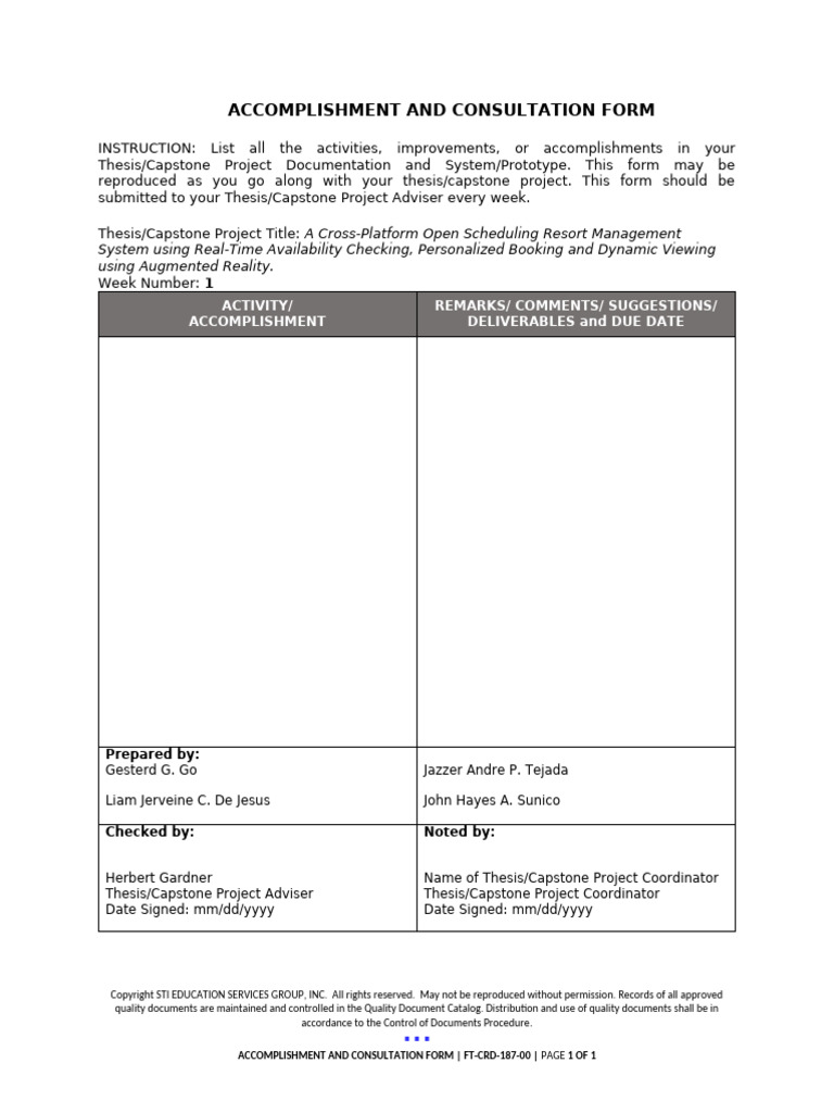 FT CRD 187 00 Accomplishment and Consultation Form5 1 | PDF