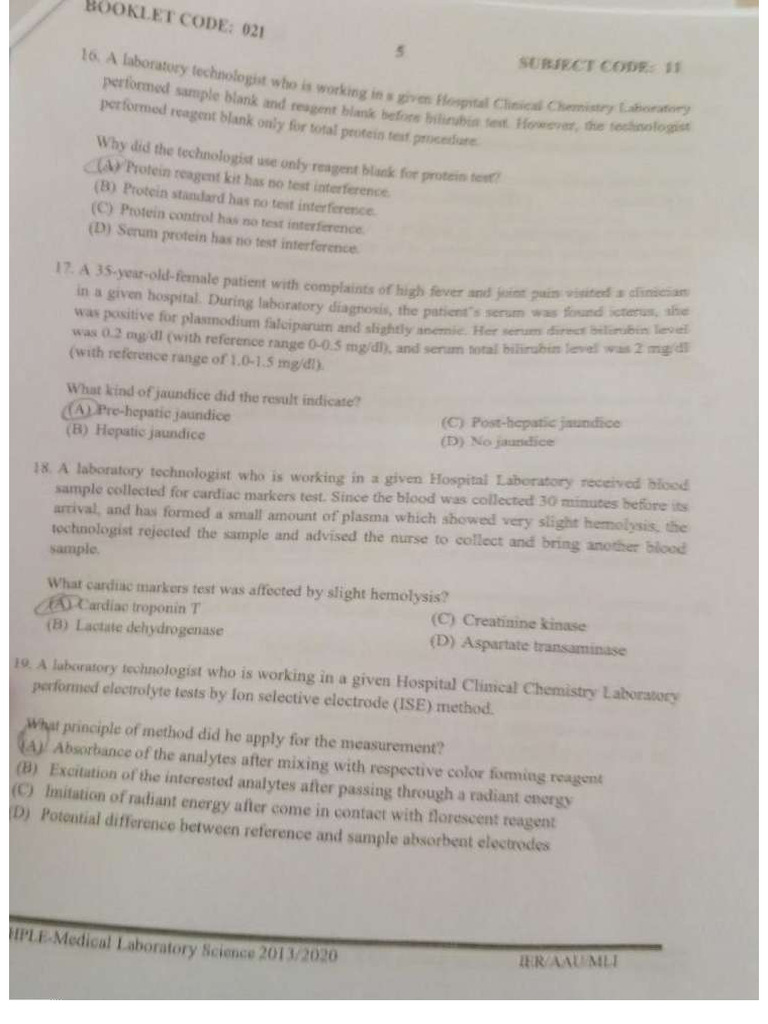 @ExitExamPrep Medical Laboratory MoH COC 2014 | PDF