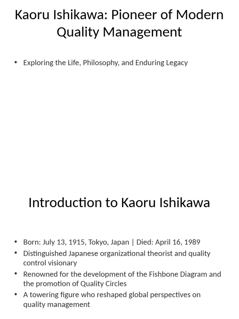 Kaoru Ishikawa: Quality Management Pioneer | PDF | Quality Management ...