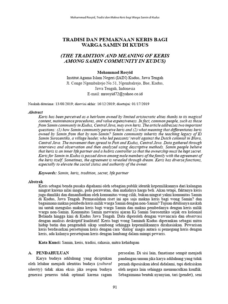 Keris Suku Samin | PDF