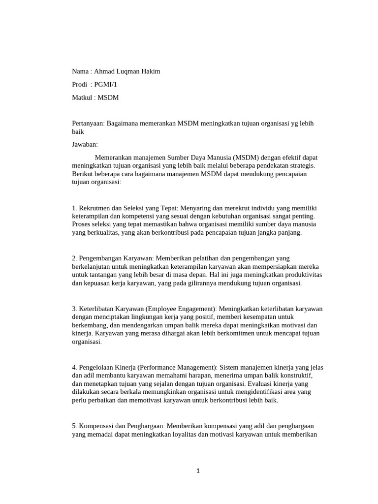 Tugas MSDM Ahmad Luqman Hakim | PDF