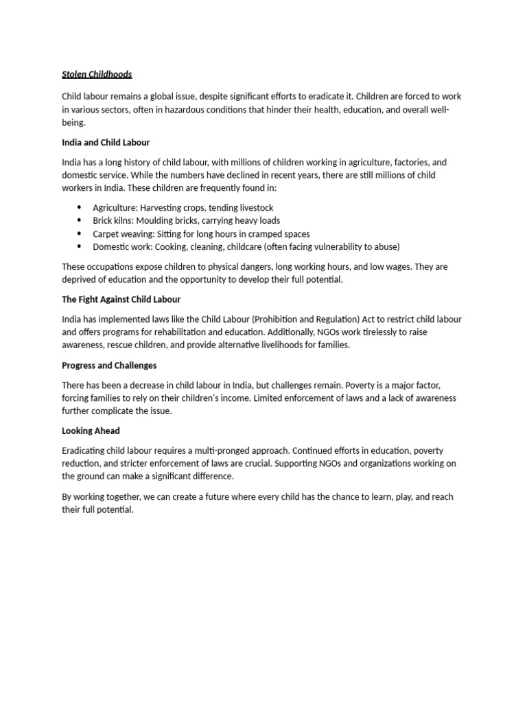 Stolen Childhoods | PDF