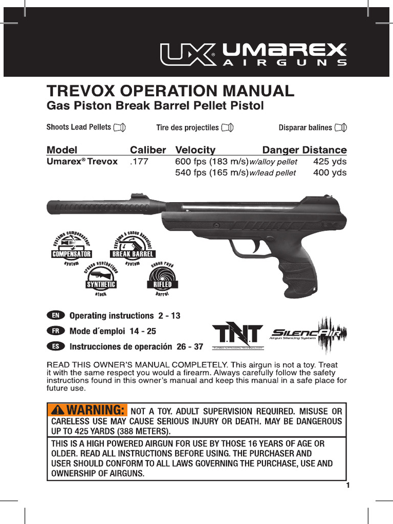 Manual Umarex Trevox 2251348 08R17 | PDF | Gun Barrel | Ballistics