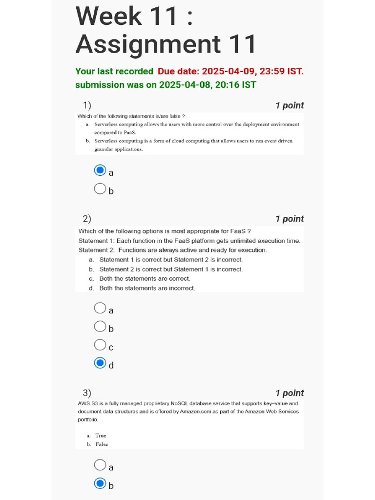 Nptel-Cloud Computing Week-11 Assignment | PDF