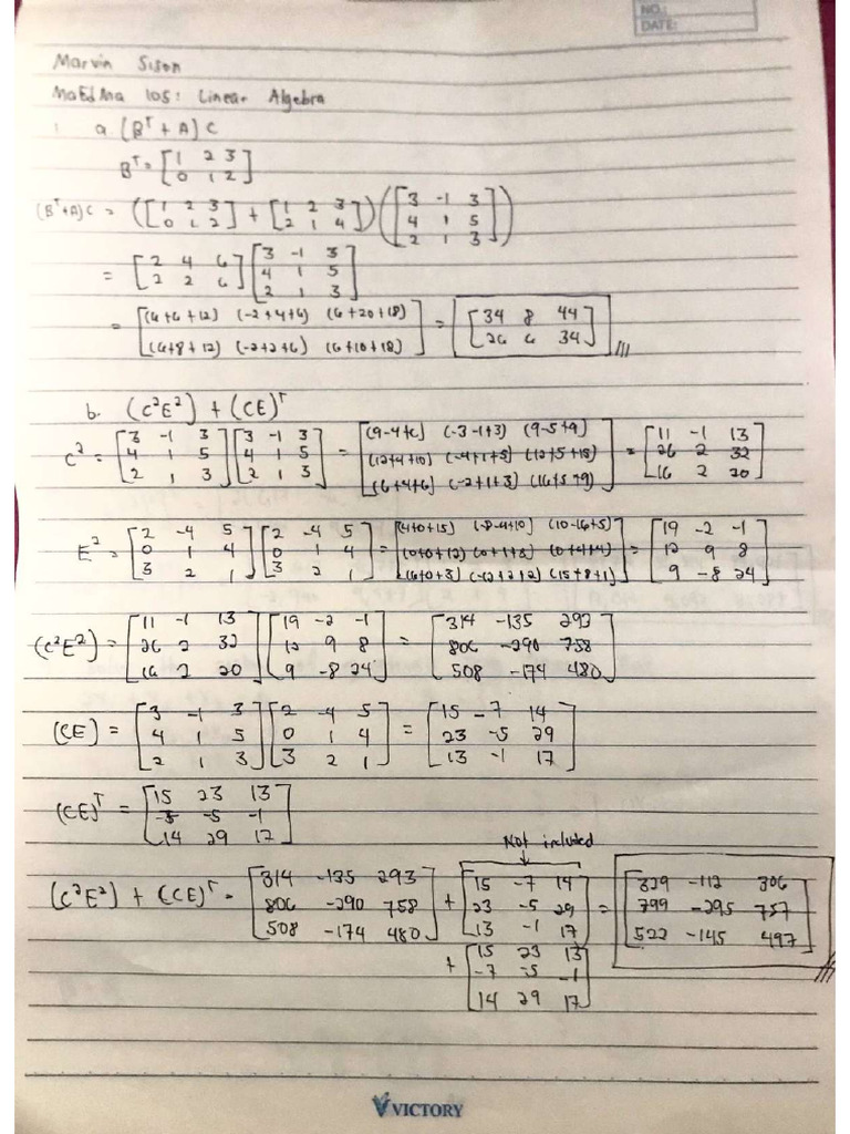 Sison Marvin C- MaEdMath Linear Algebra - Midterm Examination | PDF