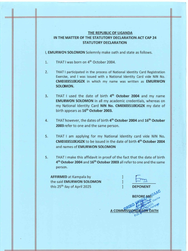 STATUTORY DECLARATION | PDF