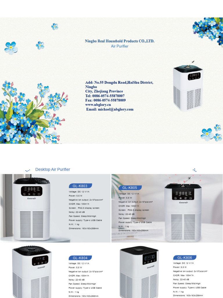 Air Purifier Specifications and Models | PDF | Power Supply | Electricity
