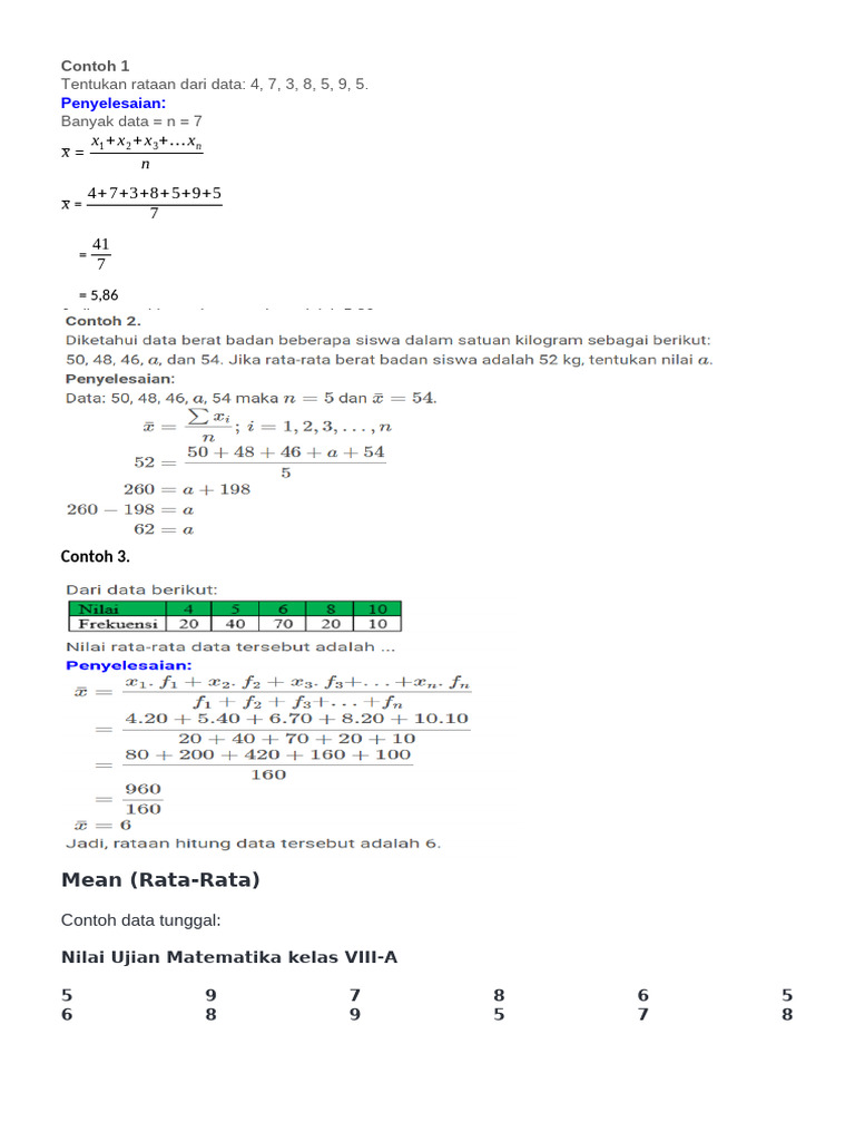 Contoh Soal Statistika Data Tunggal | PDF