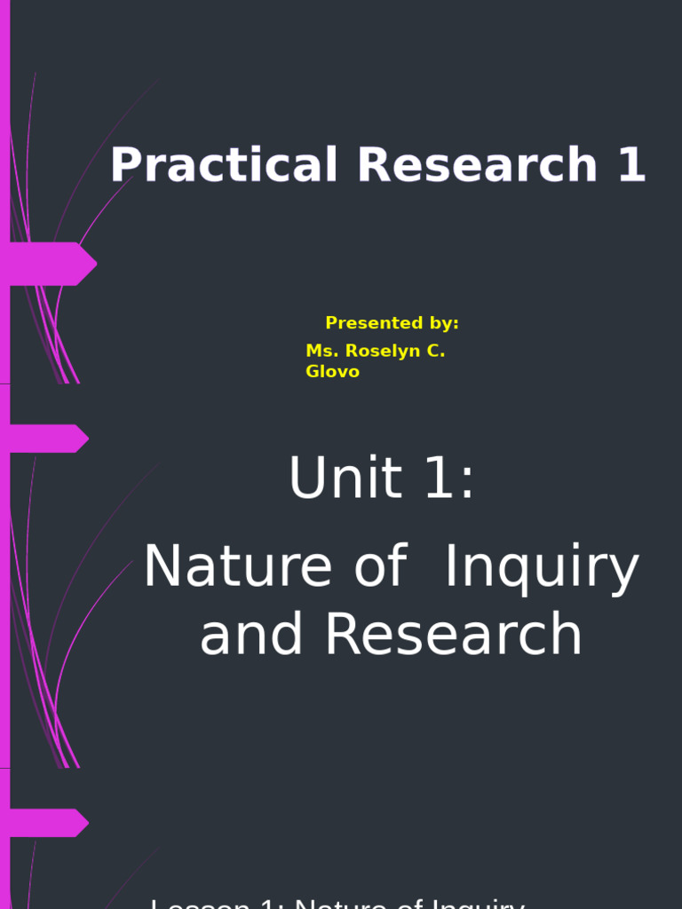 Practical Research 1 - U1 L1 Nature of Inquiry (Student) | PDF | Inquiry Based Learning | Inquiry