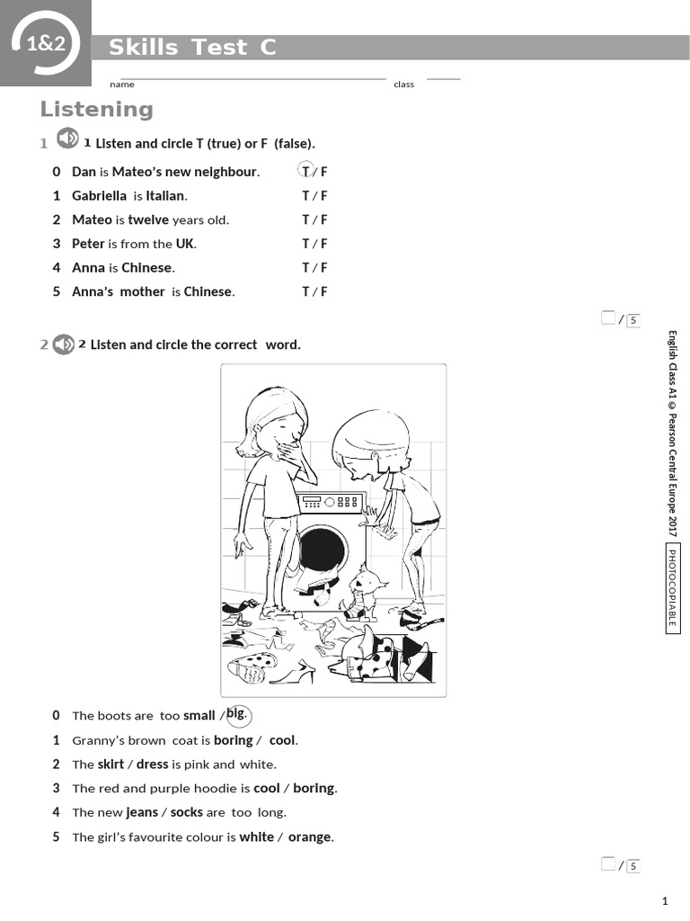 ECA1 - Tests - Skills Test 1-2C | PDF