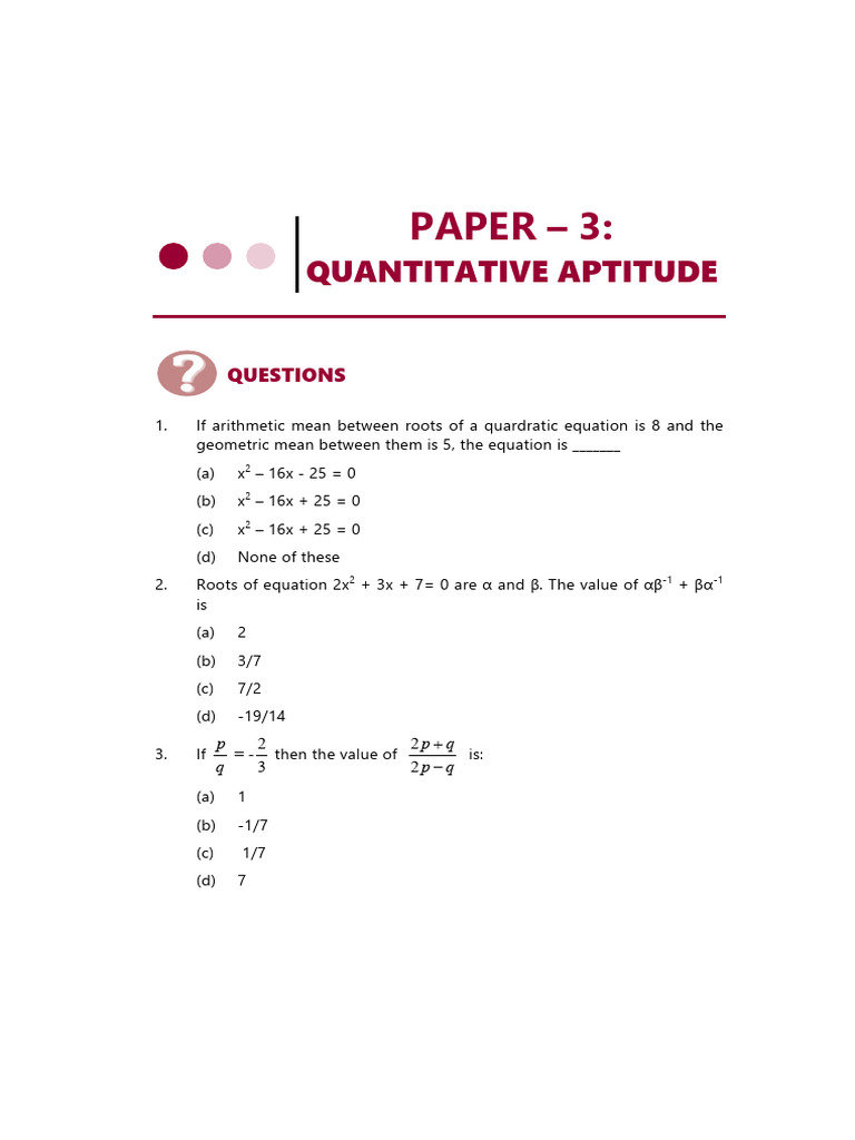 Quantitative Aptitude Revision Test | PDF | Mode (Statistics) | Mean