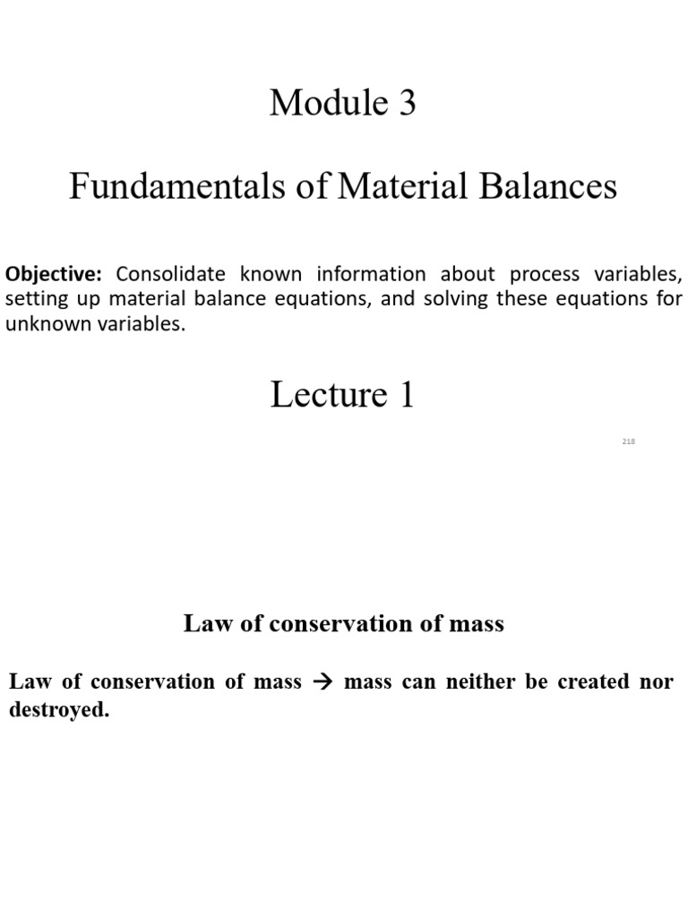 Module3 Fundamentals Material Balance | PDF | Fluid Dynamics | Equations
