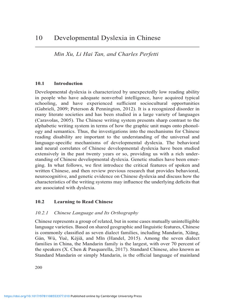 developmental-dyslexia-in-chinese | PDF | Pinyin | Standard Chinese