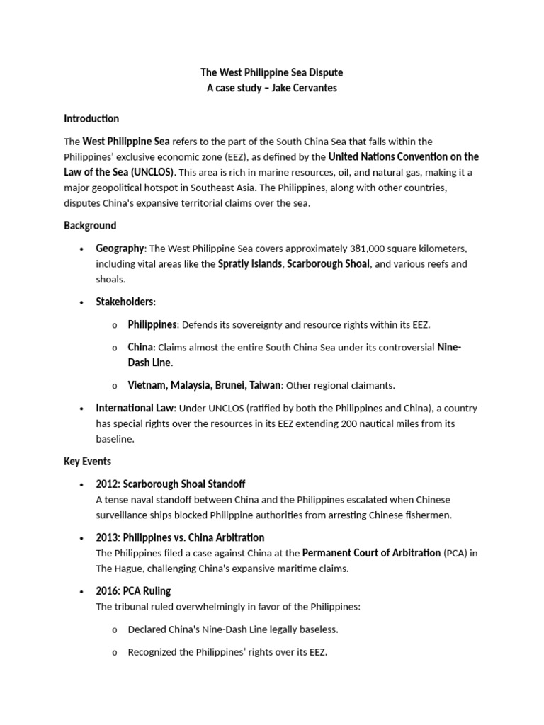 West Philippine Sea Dispute Overview | PDF | South China Sea ...