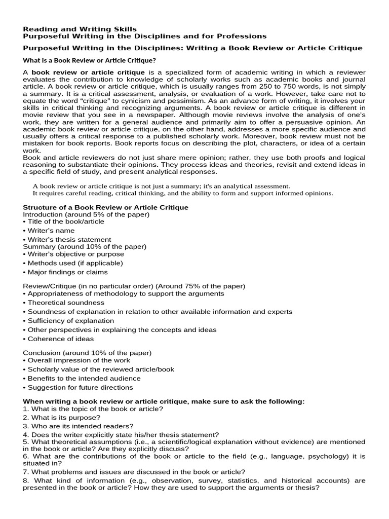 Purposeful Writing in The Disciplines and For Professions | PDF ...