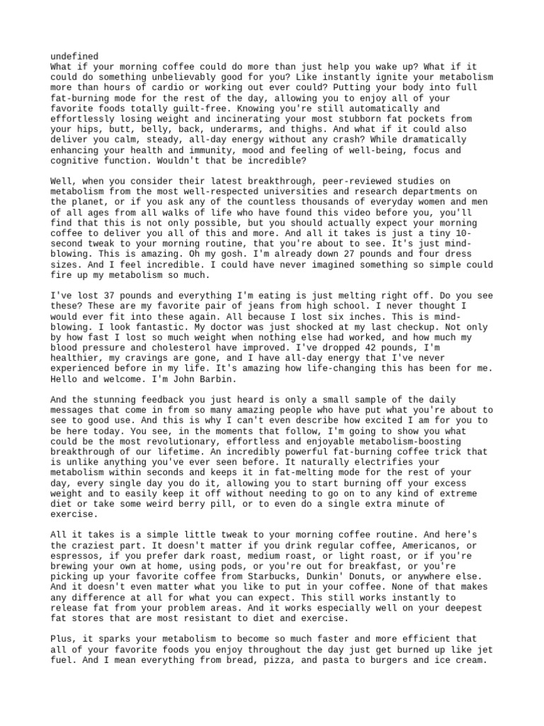 Java Burn - mp4 | PDF | Dieting | Obesity