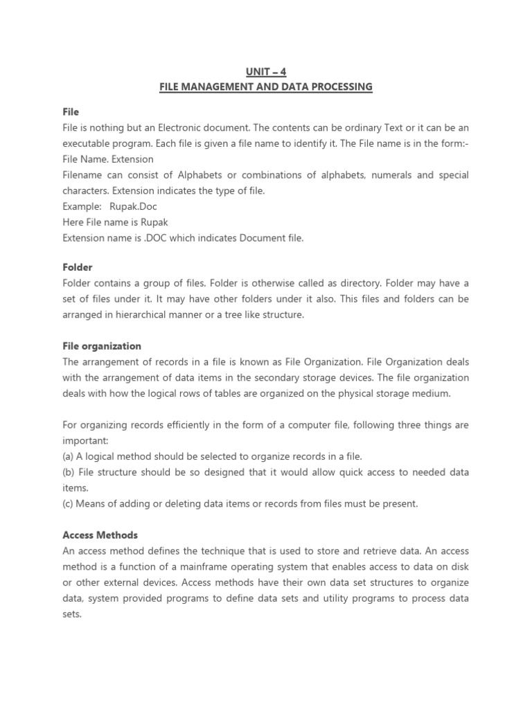 Computer Applications (UNIT - 4) | PDF | Computer File | Filename