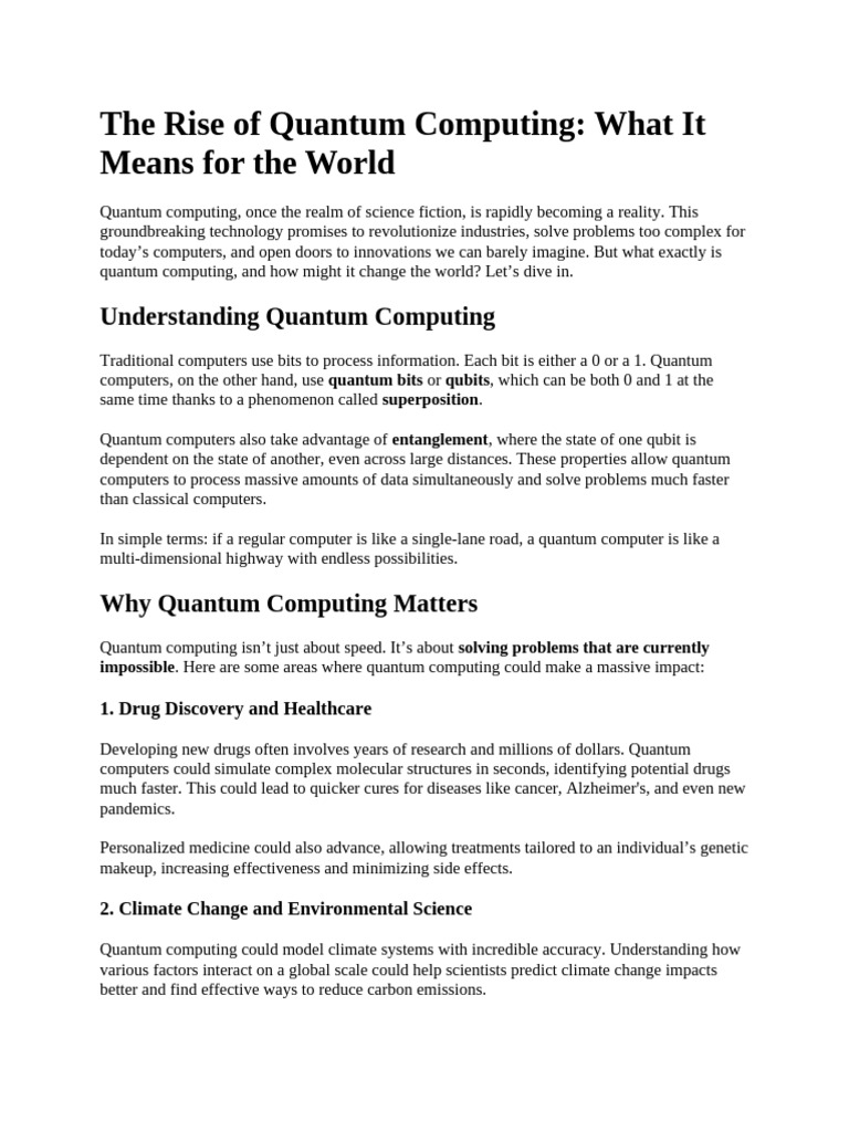 The Rise of Quantum Computing | PDF | Quantum Computing | Computing