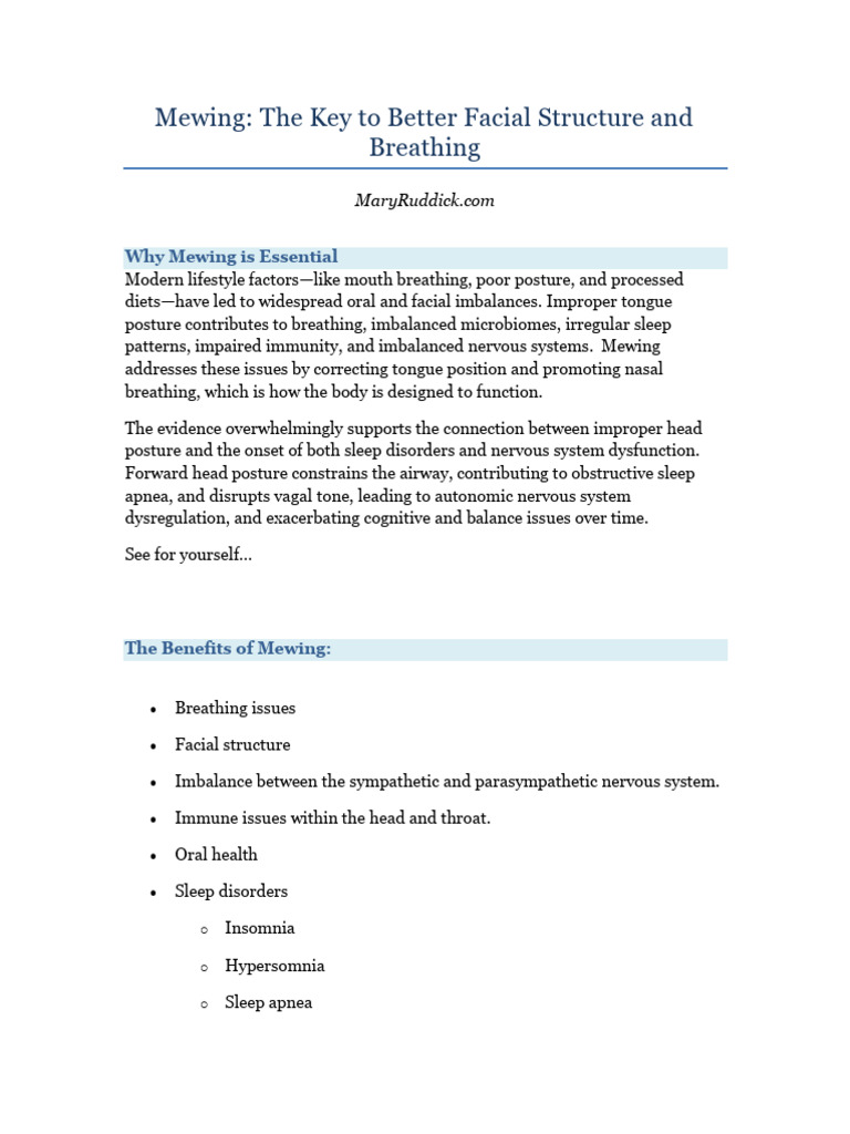 Mewing The Key To Better Facial Structure and Breathing by Mary Ruddick ...