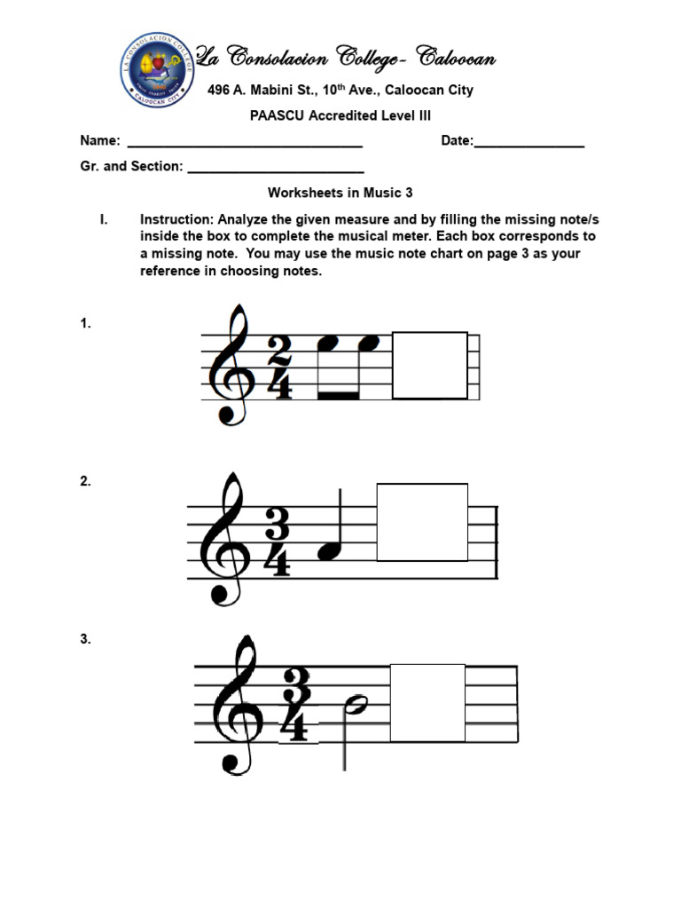 MUSIC WORKSHEETS | PDF