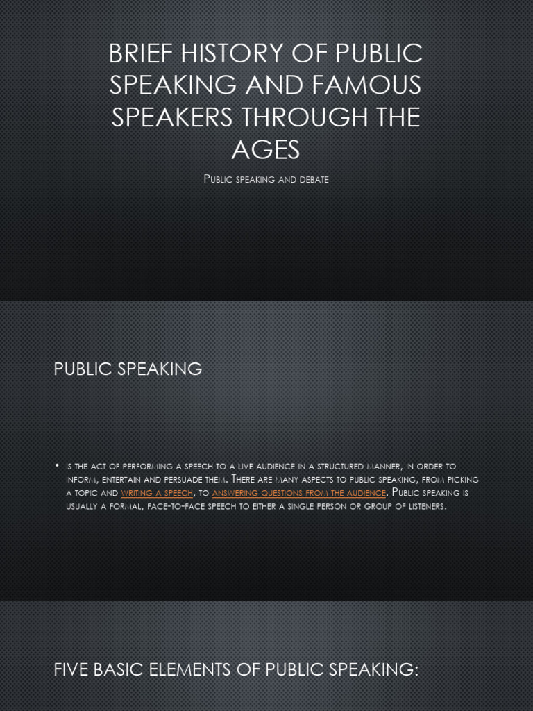 Brief History of Public Speaking and Famous Speakers.pptx | PDF ...