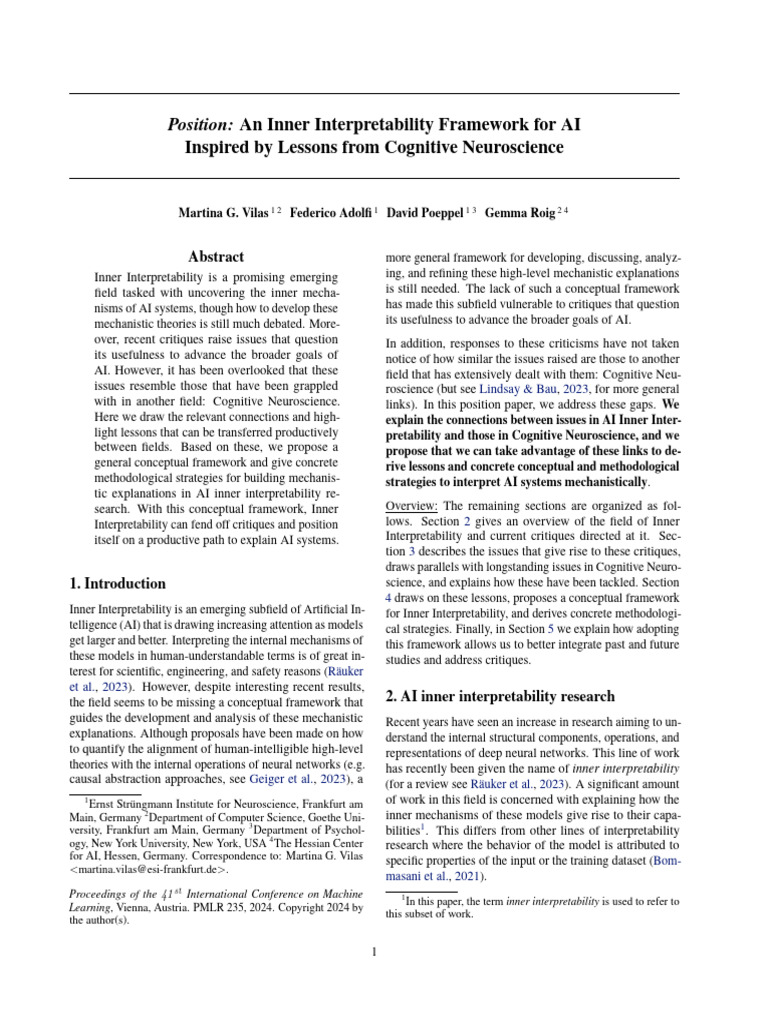 Position-An Inner Interpretability Framework For AI Inspired by Lessons From Cognitive ...
