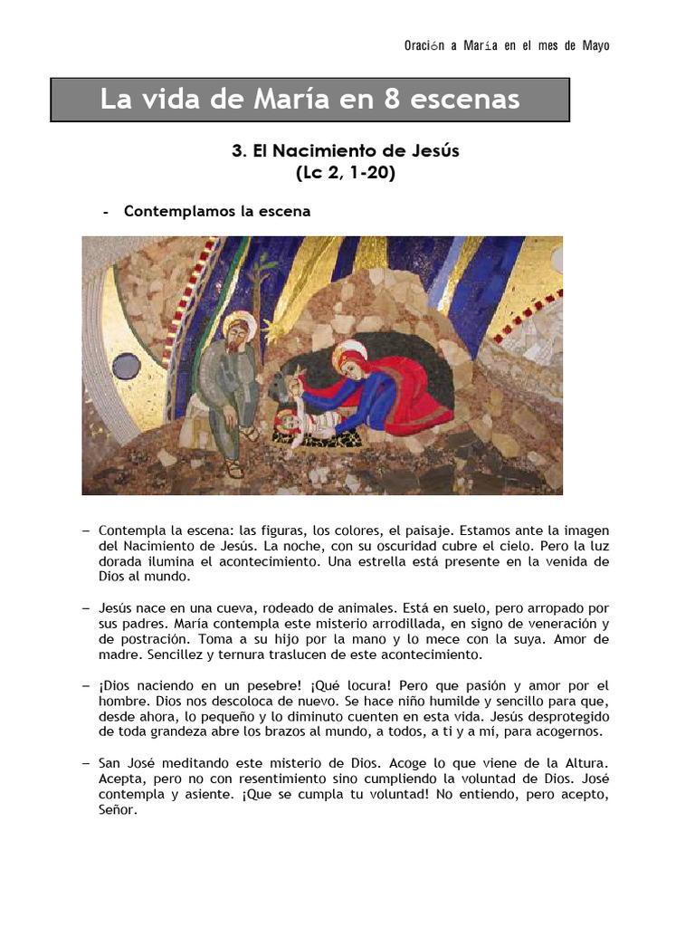 La Vida de María en 8 Escenas - 7-9 | PDF | María, madre de Jesús | Oración