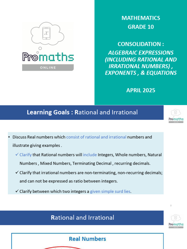 Grade 10 Algebraic Expressions Guide | PDF | Factorization | Numbers