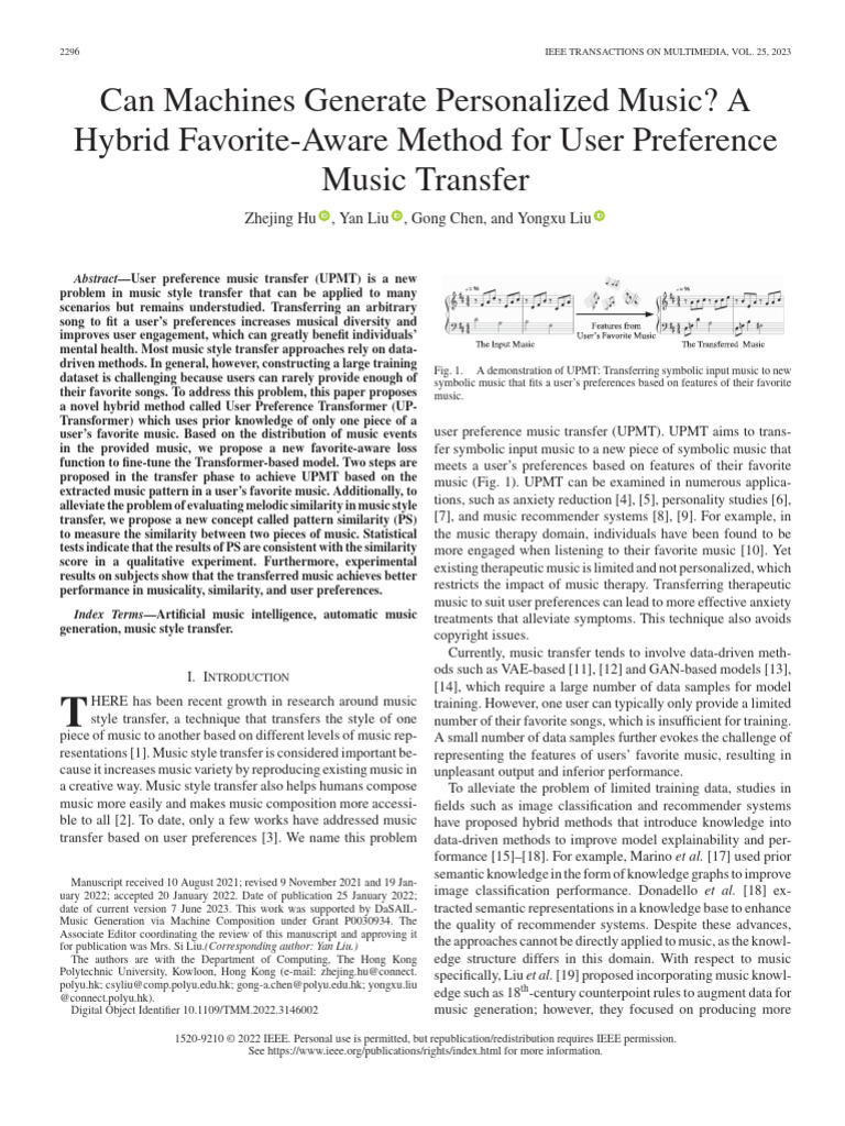 Can Machines Generate Personalized Music A Hybrid Favorite-Aware Method ...