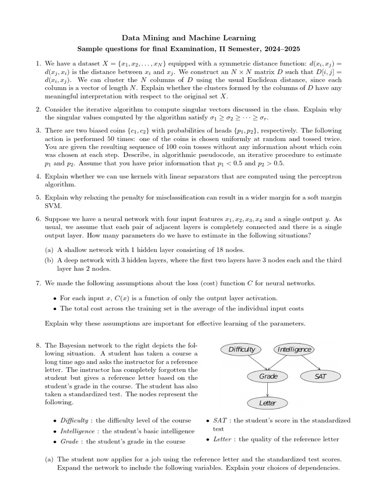 DMML2025 Final Exam Sample | PDF | Markov Chain | Applied Mathematics