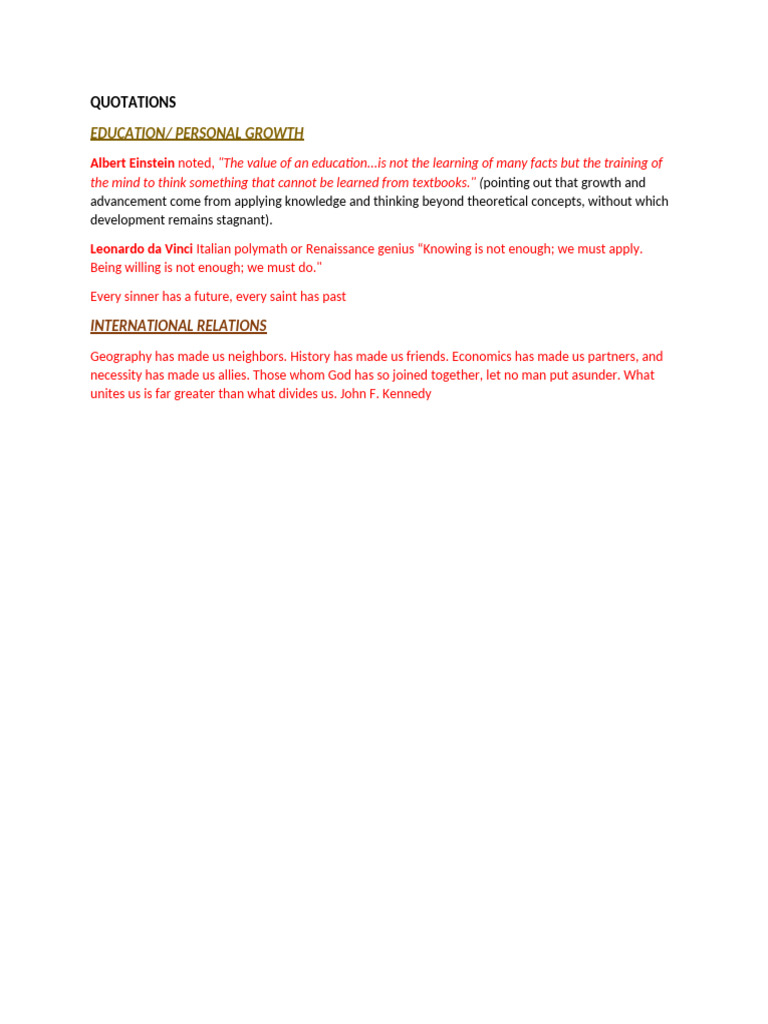 Essay Quotations | PDF