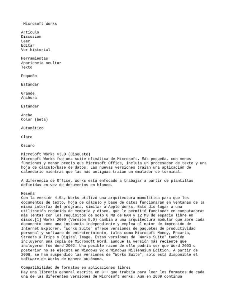 Microsoft Works: Suite Ofimática Básica | PDF | Familias de sistemas ...