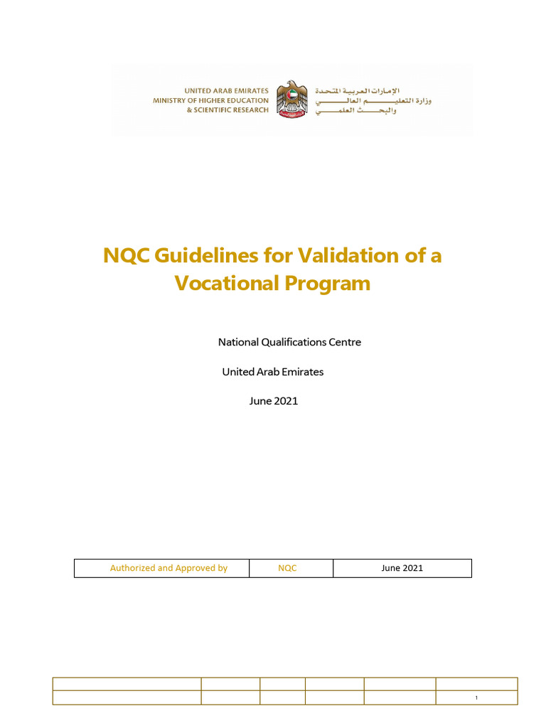 NQC Guidelines For Vocational Program Validation | PDF | Educational Assessment | Learning