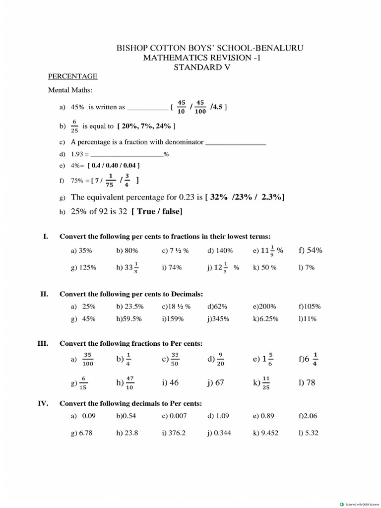 Percentage Revision | PDF