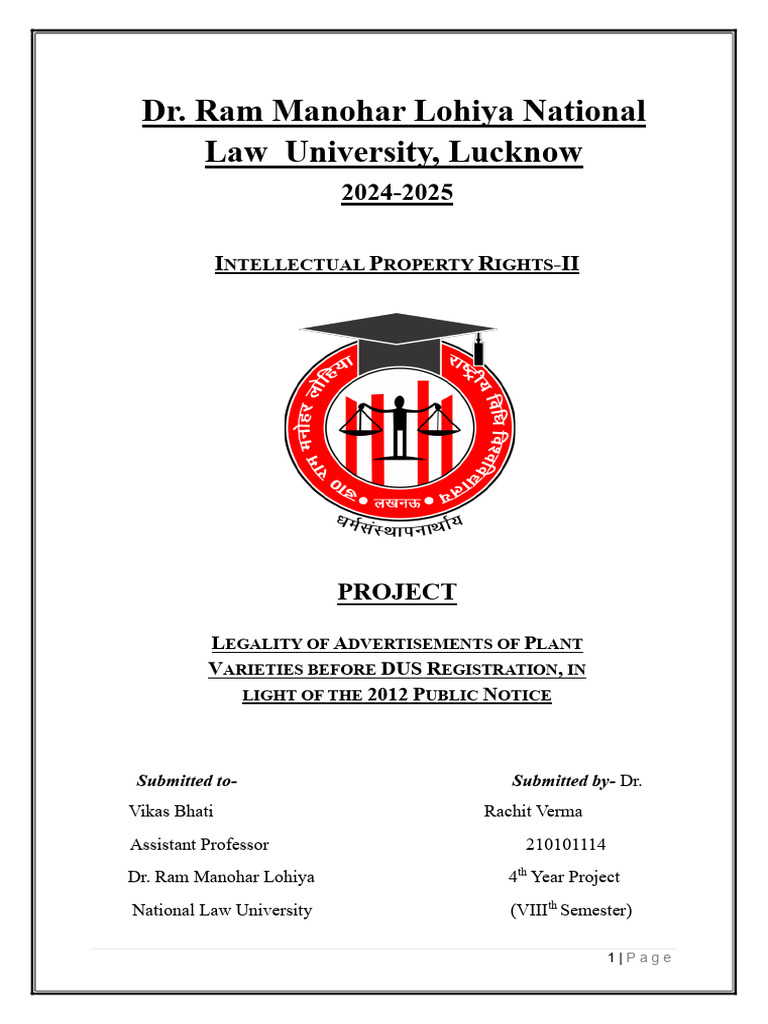 IPR-II 210101114 Project PDF | PDF | Trips Agreement | Intellectual ...