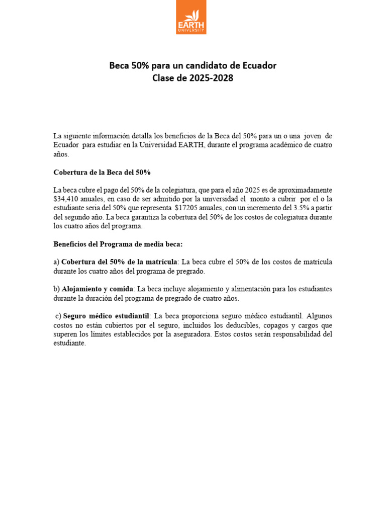 Beca 50 - Ecuador | PDF