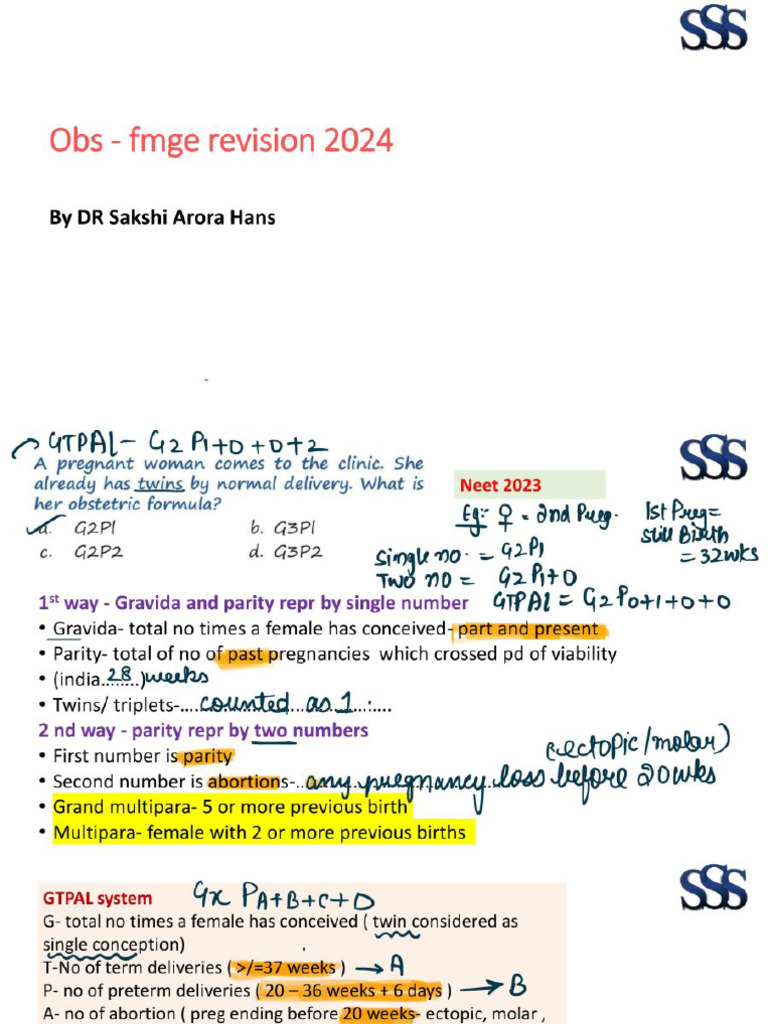 Fmge Obs Revision | PDF