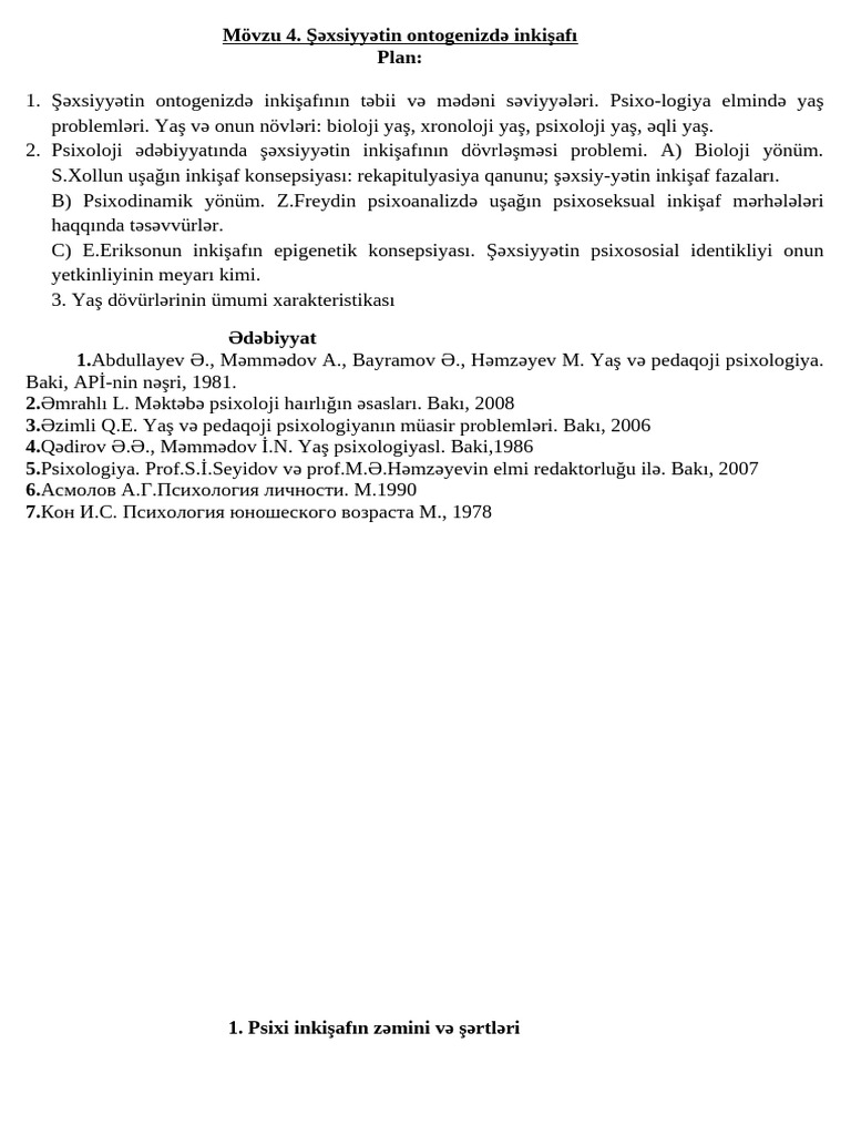 Movzu 4. Sdxsiyydtin Ontogenezde Inkisaft | PDF