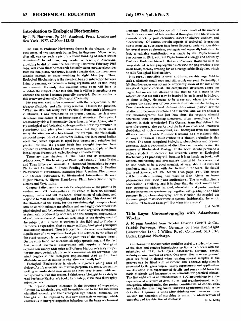 Biochemical Education - July 1978 - Scott - Introduction To Ecological ...