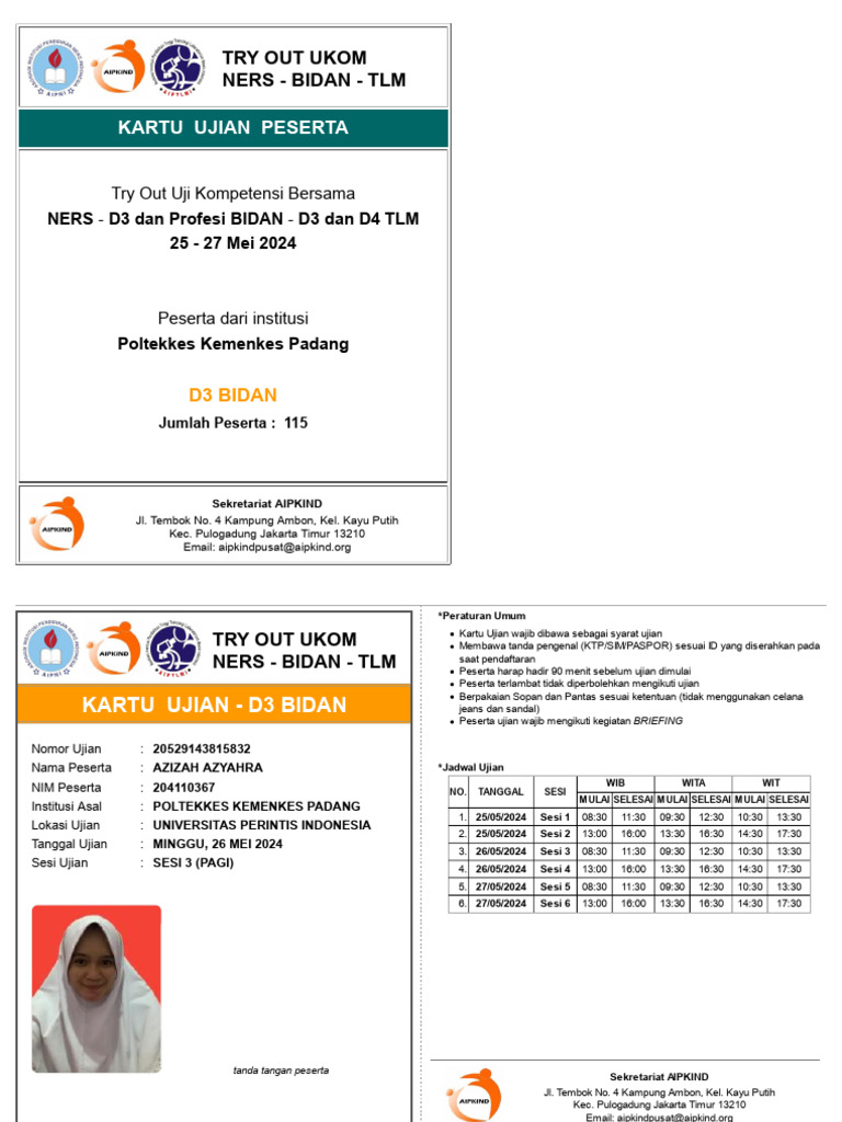 Kartu Ujian To | PDF