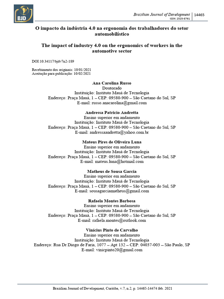 O Impacto Da Indústria 4.0 Na Ergonomia Dos Trabalhadores Do Setor ...