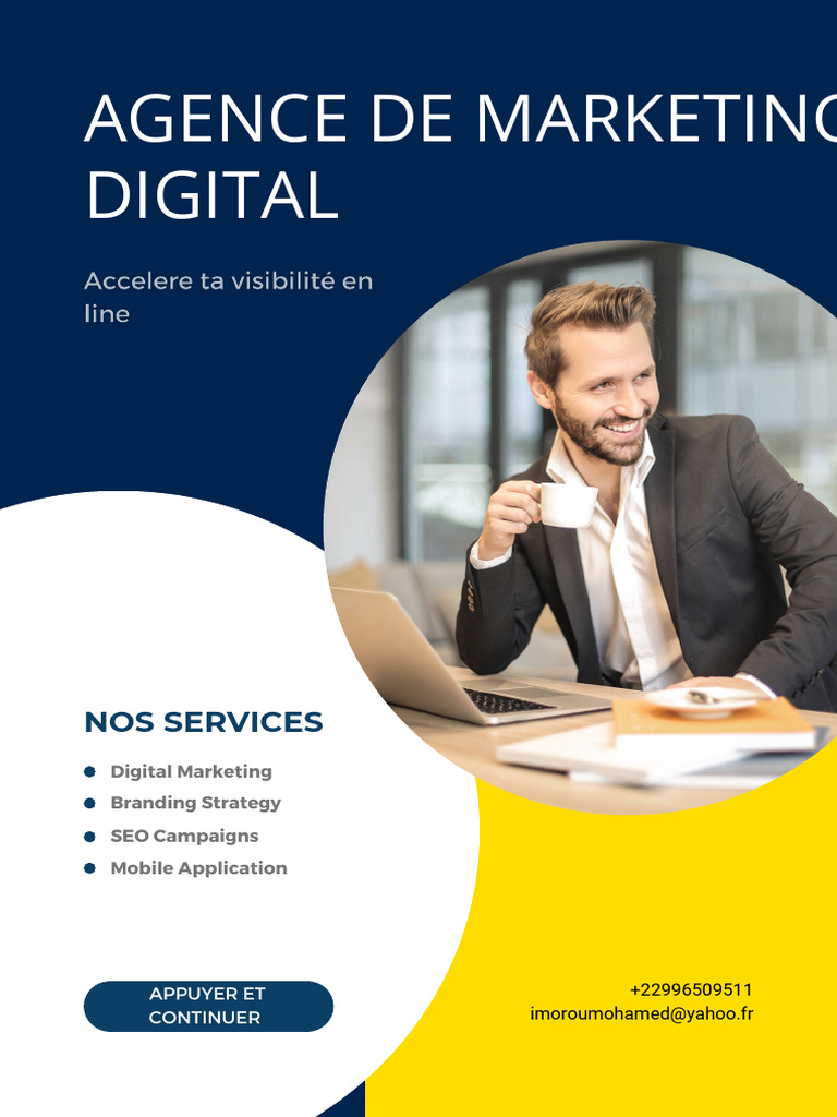 Blue and Yellow Digital Marketing Agency Flyer | PDF