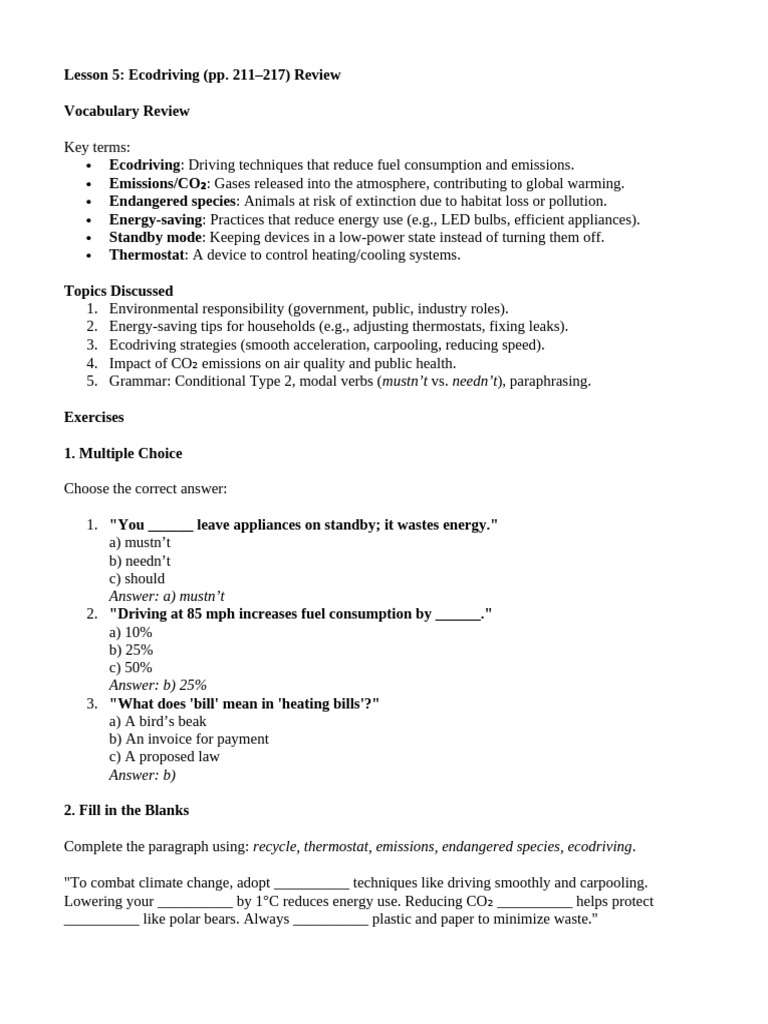 Review Unit 4 Lessons 5, 6, 7, 8, 8 | PDF | Energy Conservation ...
